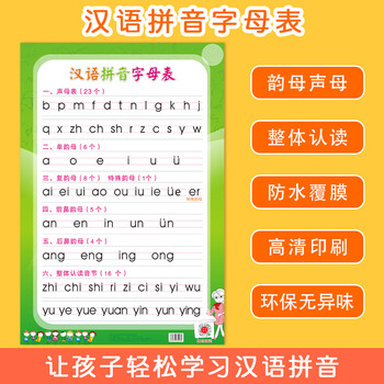 墙贴声母表单韵母复韵母前后鼻音整体认读音节