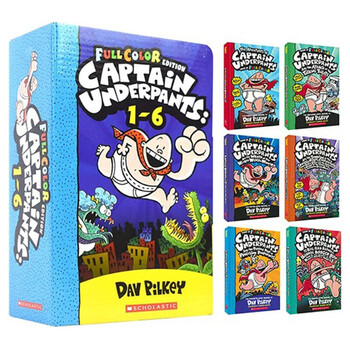 英文原版 盒装内裤人队长1-6 Captain Underpants Color Edition 盒装 全彩平装漫画 我的校长是人 Dav Pilkey