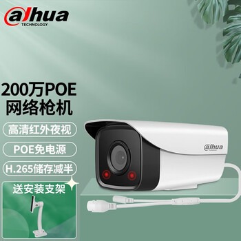 【aJhua监控摄像头】大华（dahua）监控摄像头 poe供电网络监控器 户外夜视枪机摄像机 DH-P20A1（200万双灯红外版） 6MM ...