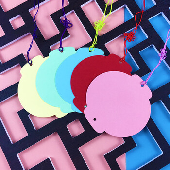 彩色空白书签纸质diy材料学生手工制作幼儿园儿童手绘创意小礼物 5色圆灯笼30张加彩色中国结