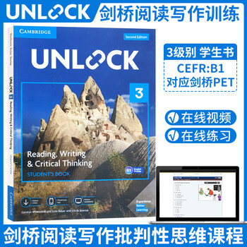 原版第二版 剑桥unlock教材 初级中学英语听力口语阅读写作综合批判思维课程 basic  unlock1 2 3 4 5 附在线学习账号 Reading Writing 3级（读写）