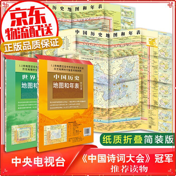 【2021年】中国地图+世界地图 小学初高中通用地理地图挂图中国地形图 家庭教育学习办公挂图 学生历史年表地图（简装折叠 套装共2册）