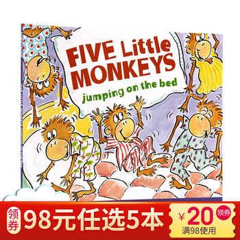 英文原版绘本 Five Little Monkeys Jumping on the Bed