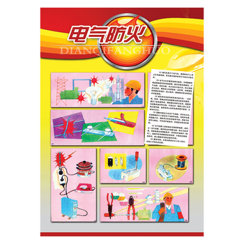 消防安全知识宣传画挂图海报展板消防安全责任告知书墙贴画覆膜防水贴纸VCH VCH36 电气防火 60*40厘米 覆膜防水PP贴纸