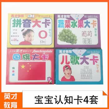 正版包邮英才教程拼英大卡蔬菜水果大卡儿歌大卡国旗大卡4册