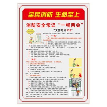 企业消防十条知识宣传画挂图单位消防安全常识宣传栏展板墙贴画防水贴纸VCH VCH29 一畅两会 60*40厘米 覆膜防水PP贴纸