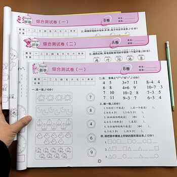 幼小衔接测试卷一日一练 学前数学思维拼音练习册幼升小学前准备 幼儿园大班学前班升一年级整合教材拼音识字数学加减法练习册幼升小训练练习题 幼小衔接测试卷（拼音综合+数学综合+识字综合）