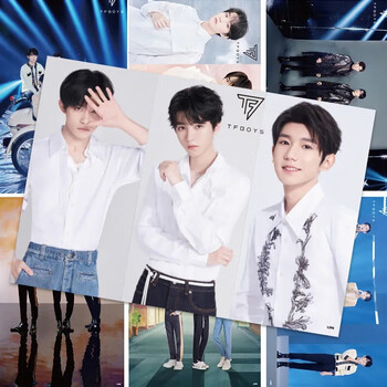 十年之约TFBOYS海报2021新款三小只合照周边演唱会壁纸tf家族贴纸 TFBOYS海报(8张照片随机)
