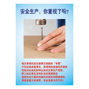 安全生产教育宣传画挂图安全知识海报车间安全生产常识墙贴画贴纸NKH NKH06 安全生产 60*40厘米 覆膜防水PP贴纸