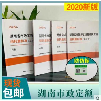 官方正版速发 2020湖南省消耗量定额 湖南招投标预算定额 定额工具书 湖南定额定额工具书 防伪标识 湖南省市政工程消耗量标准4本