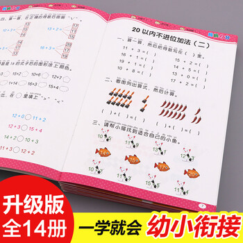 全套14册幼小衔接整合教材学前班一日一练寒假作业数学题幼儿园大班幼升小试卷卷20以内加减法幼儿学