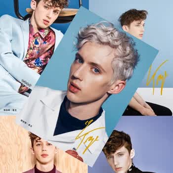 戳爷海报 全新Troye Sivan特洛伊希文明信片高清墙贴周边挂画 戳爷海报(8张随机)