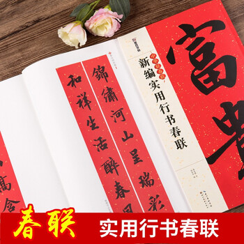 新编实用行书春联 行书书法毛笔练字帖 集字名家书法自学临创字帖春节新春楹联五言七言对联横批 墨点字帖
