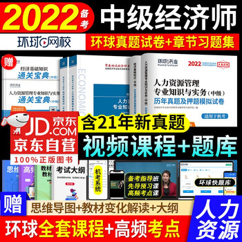 备考中级经济师人力资源2022教材配套习题 经济师中级题库 环球章节精选习题集+中级经济师历年真题试卷 人力资源管理+经济基础知识 （套装共4册）