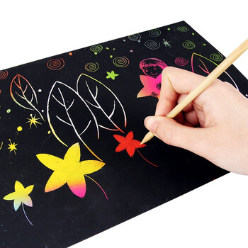 刮画纸儿童炫彩刮刮画彩色8K刮蜡画纸8开黑色小学生幼儿园A4