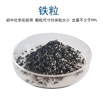 实验室用紫铜片黄铜片锌片铝片铁片铅片铜丝铝丝铁丝铜粉还原铁粉铜箔铝箔金属小学初中化学实验器材仪器单质 铁粒 100g