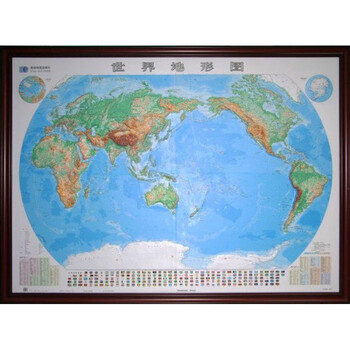 【可开具正规发票】军事书店 教学版世界立体地形图中国立体地形图2.28x1.68米中国地理地貌凹凸地 世界地图