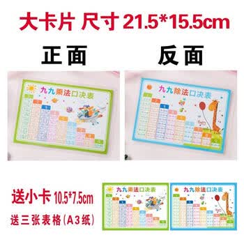 幼儿园数字分解尺抖音10以内加减法卡片儿童宝宝10数字分成20分解 九九乘法除法表/封塑卡