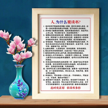 每日反思 励志字画学生书房挂画励志进步礼物摆件书法座右铭实木相框挂墙画框UTK UTK93 读书的好处和原因 A5(可摆可挂)