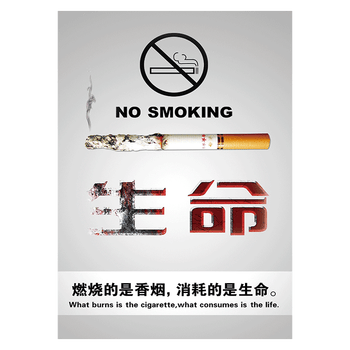 禁烟公益广告文化宣传画挂图标语海报禁止吸烟您已进入无烟场所控烟招贴画覆膜防水贴纸TYH TYH30 禁烟宣传画 100*70厘米 覆膜防水PP贴纸