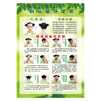 4节5节眼保健操宣传画海报挂图图解展板标贴纸标语王墙贴画SCH SCY36 眼保健操 40x60cm  PP覆膜贴纸