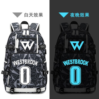 NBA篮球包科笔比书包库里篮球詹姆斯双肩包哈登背包威少乔治周边欧文夜光韦德送人生日礼物节日礼物 威少-印花灰
