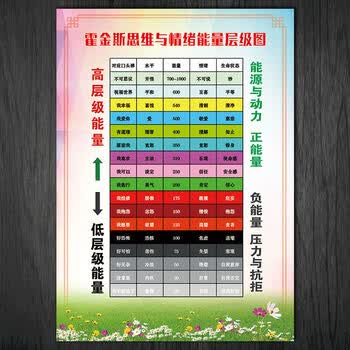 霍金斯能量等级表思维情绪能量层级图励志标语学习金字塔挂图宣传画心理咨询教学挂画贴纸SCY73 SCY73-02 霍金斯思维与情绪能量层级图 50*70cm  PP覆膜贴纸