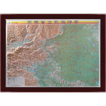 【定制边框】3D凹凸立体地图 木框装裱 约1.2米*0.9米 河南省地图