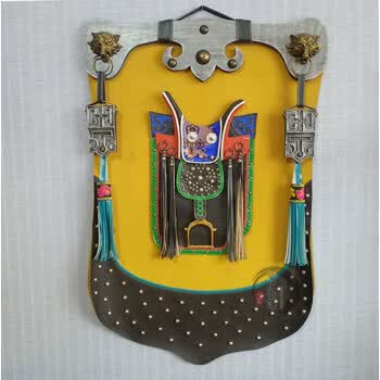 蒙古皮画蒙古元素成吉思汗装饰画蒙古包饭店墙壁画立体挂画民族风 精品马鞍100*65cm（重2.4公斤） 其他长方形尺寸 独立