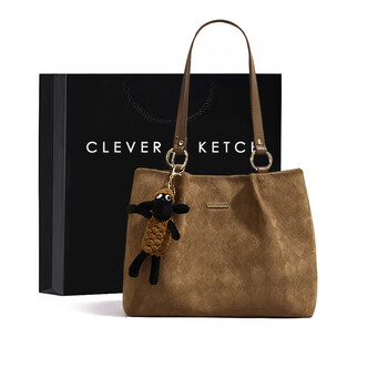 CLEVER & KETCH CK女包包单肩包通勤托特包大容量女士手提包生日礼物送女生 棕色【图片 价格 品牌 报价】-京东