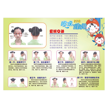 国家标准对数视力表对数表4节6节眼保健操规范动作挂图墙贴纸SCH SCH53 眼保健操 40x60cm  5mm雪弗板