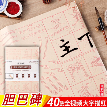 赵孟頫胆巴碑 零基础跟着视频学描红 赵体楷书书法毛笔练字帖 毛边纸初学者基础入门描红40张 华夏万卷