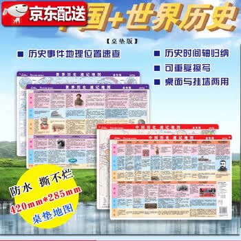 【多规格自选】世界地图+中国地图知识版+中国+世界历史地图和年表 中国地图出版社 鼠标垫桌垫地 图 中国+世界历史速记地图【鼠标垫桌垫】41*28厘米