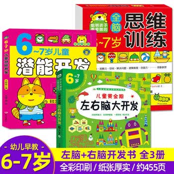 儿童黄金期左右脑大开发 2-3-4-5-6-7岁全脑智力开发思维训练游戏 思维训练全套3册【6-7岁】