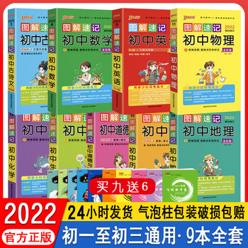 2022图解速记初中全套9本人教版古诗文数学英语物理化学地理生物历史道德与法治七八九年级知识点口袋书