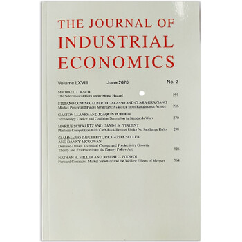 【单期可选】Journal of Industrial Economics 工业经济理论市场商业杂志 2020年6月刊