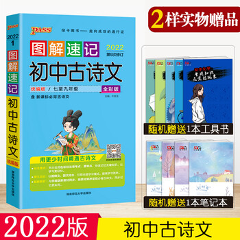 2022新版 图解速记初中古诗词数学英语物理化学生物政治历史地理全国人教版口袋工具书pass绿卡图书 初中古诗文