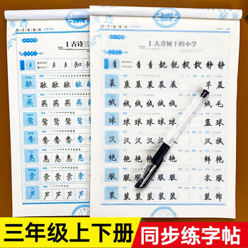 三年级语文字帖同步练字帖上册下册全2册 小学人教版生字写字课天天练人教课本小学生练字写字课课练