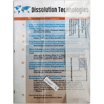 【单期可选】Dissolution Technologies 溶出度溶解试验技术杂志  2020/2 2020年5月刊