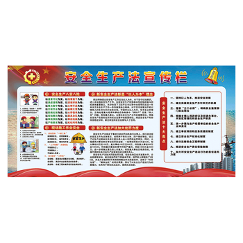 安全生产宣传画挂图国家安全法保密法宣传栏墙贴画覆膜贴纸NAX NAX01 安全生产法八安八险宣传栏 150*75厘米 覆膜防水PP贴纸