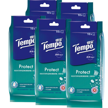 得宝（TEMPO）【企业购】Tempo得宝湿巾10片5包无酒精卫生独立便携装清洁湿纸巾【图片 价格 品牌 报价】-京东
