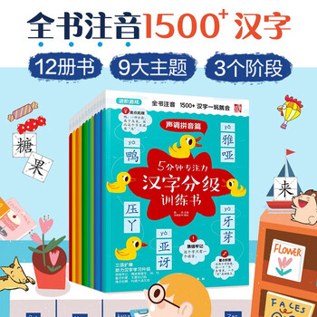 5分钟专注力汉字分级训练游戏书（套装12册 附音频）3个阶段9大主题 1500+汉字 幼小衔接