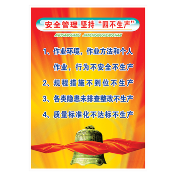 安全生产教育宣传画挂图安全知识海报车间安全生产常识墙贴画贴纸NKH NKH04 四不生产 80*60厘米 覆膜防水PP贴纸