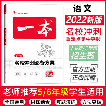一本名校冲刺方案语文 小升初语文毕业复习小考模拟测试训练真题2022全国通用版