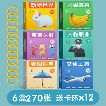 数字卡片1到100幼儿园教具识数儿童早教认知宝宝益智玩具认数神器 动物+果蔬+认数+人物+交通+识字【加厚大卡全套2