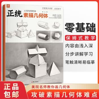 正统素描几何体 2021零基础到位素描石膏形体入门初学者单个体结构明暗光线组合8开临摹范本画册中考美术绘画书籍教程书