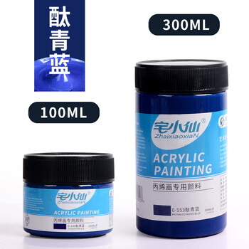 丙烯颜料防水手绘画材料diy墙绘彩绘工具24色画鞋子12色300ml白色炳稀染料不掉色儿童涂鸦丙 酞青蓝 300ml