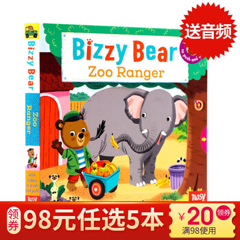 进口英文原版绘本 Bizzy Bear Zoo Ranger 小熊很忙系列忙着当动物园管理