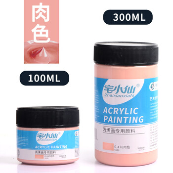 丙烯颜料防水手绘画材料diy墙绘彩绘工具24色画鞋子12色300ml白色炳稀染料不掉色儿童涂鸦丙 肉色 300ml