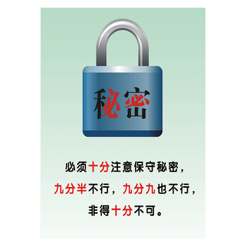 安全教育宣传画挂图海报保密标语秘密泄密责任心宣传栏展板墙贴画NAH31 NAH31-02 保密标语 60*40厘米 覆膜防水PP贴纸